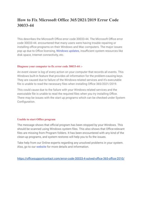 Ppt How To Fix Microsoft Office 36520212019 Error Code 30033 44
