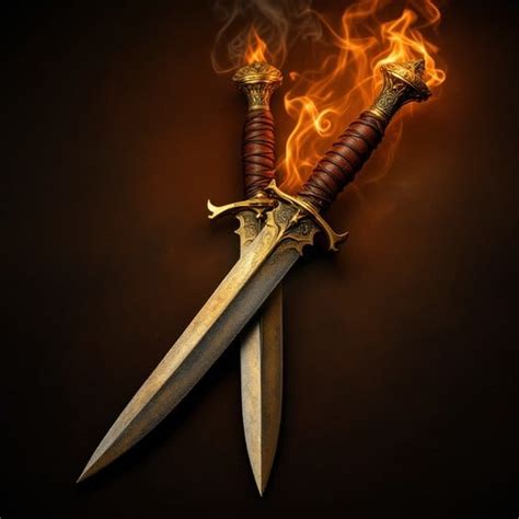 Free Flaming Twin Daggers Image Dagger Blade Weapon Download At