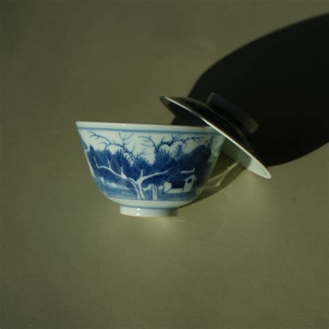 Hand Painted Qinghua Gaiwan Jingdezhen Porcelain 160ml Si Chá