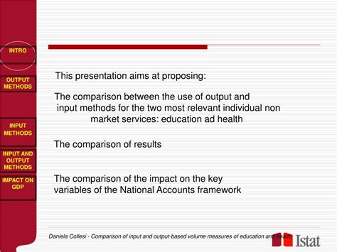 Ppt Comparison Of Input And Output Based Volume Measures Of Education And Health Powerpoint