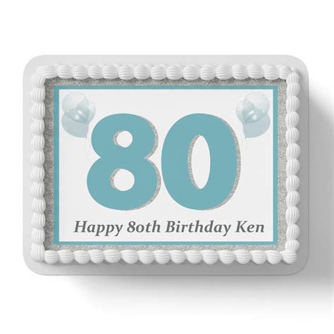 Happy Birthday 80th 90th Edible Icing Image Cake Topper Etsy