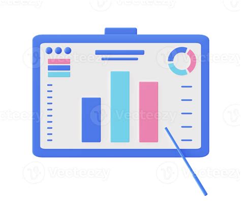 3d Illustration Icon Of Blue Data Statistic Chart Presentation 24830889 Png