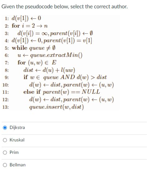 Solved Given The Pseudocode Below Select The Correct