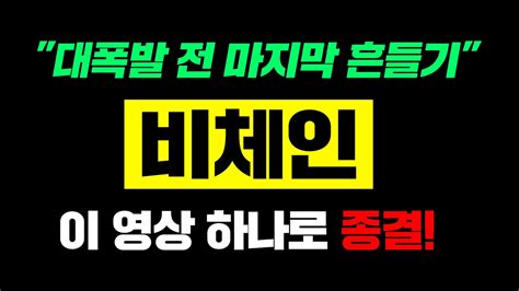 비체인 대폭발 전 마지막 흔들기 이 영상 하나로 종결 비체인 비체인코인 비체인분석 Youtube