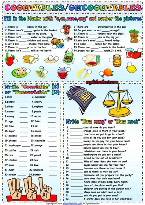 Countable And Uncountable Nouns Quantifiers Exercises Pdf Mojopase