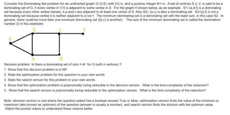 Solved Consider The Dominating Set Problem For An Undirected