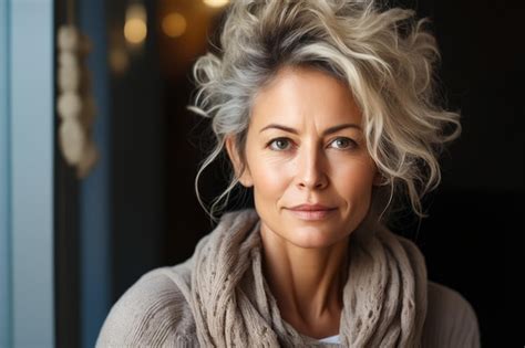 Woman With Scarf Around Her Neck Looking At The Camera Generative Ai