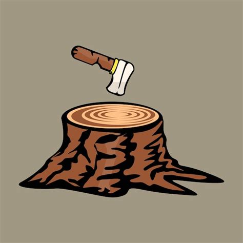 Premium Vector Split Tree Trunk And An Axe