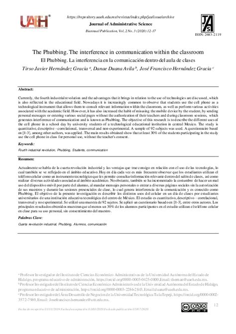 Pdf The Phubbing The Interference In Communication Within The Classroom