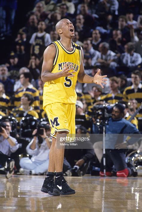 Michigan Jalen Rose Victorious During Game Vs Duke View Of Baggy
