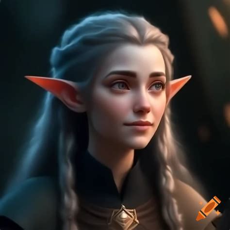 Serene Elf Cleric In Contemplation With Calm Gaze And Gentle Smile On
