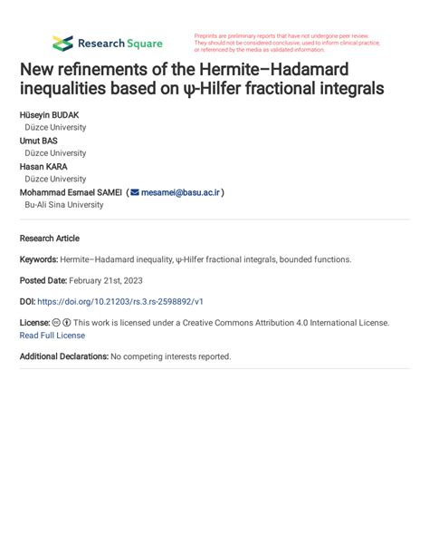 Pdf New Refinements Of The Hermitehadamard Inequalities Based On ψ