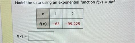 Solved Model The Data Using An Exponential Function Chegg