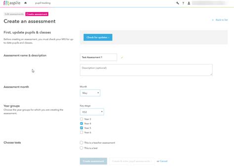 Primary Pupil Tracking Create Assessments