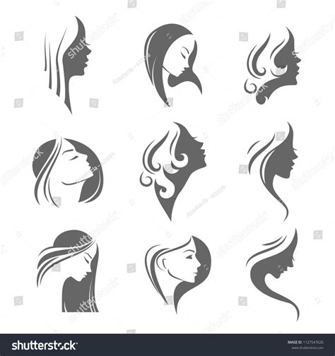 Silhouettes Girl Profile Long Hair Stock Vector Royalty Free