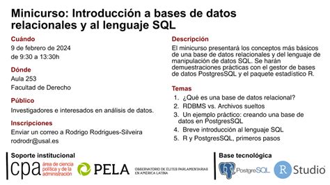 Minicurso Introducción A Bases De Datos Relacionales Y Al Lenguaje Sql Oir Pela