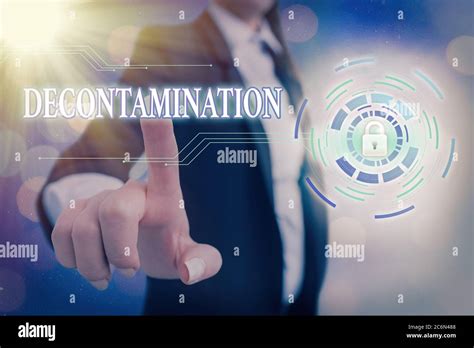 Conceptual Hand Writing Showing Decontamination Concept Meaning Neutralizing Every Presence Of