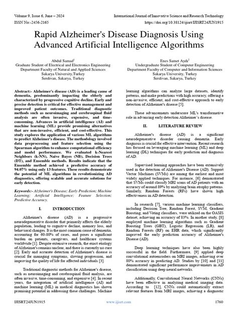 rapid alzheimer s disease diagnosis using advanced artificial
