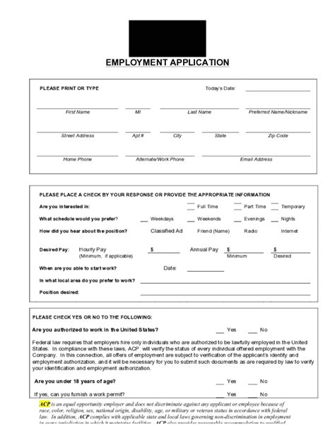 Fillable Online ACP Applicationforemployment Doc Fax Email Print PdfFiller