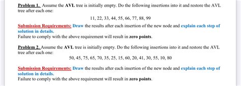 Solved Problem 1 ﻿assume The Avl Tree Is Initially Empty