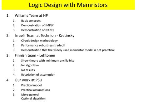 Ppt Application Of Feynman Like Notation To Synthesis Of Circuits From Memristors Powerpoint