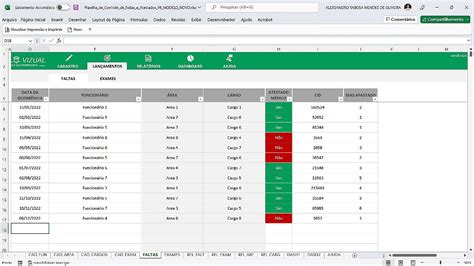 Planilha De Controle De Faltas E Atestados Em Excel 60 Vizual