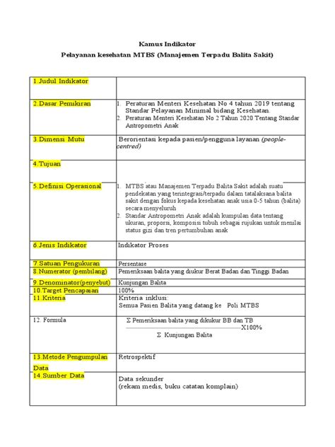 Indikator Mutu Mtbs Pdf