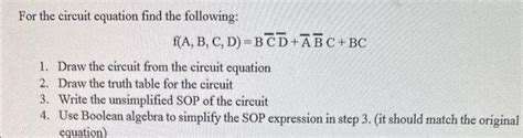 Solved For The Circuit Equation Find The Following Chegg