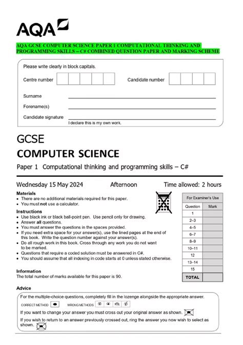 Aqa Gcse Computer Science Paper 1 Computational Thinking And