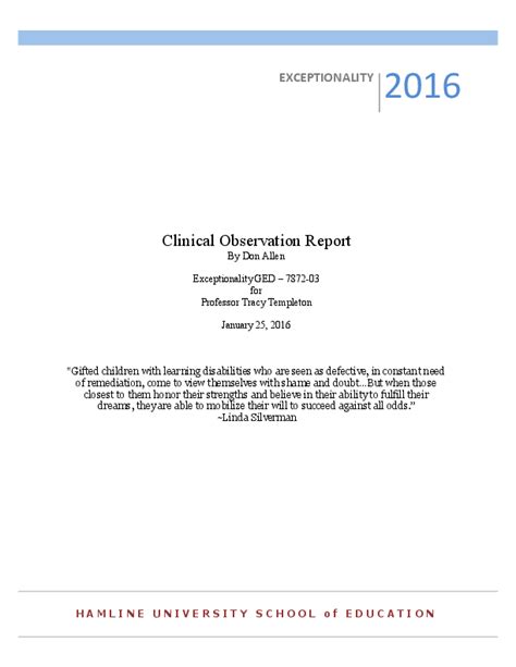 Pdf Clinical Observation Report Exceptionality