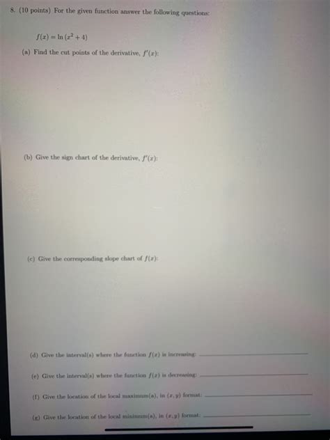 solved 8 10 points for the given function answer the