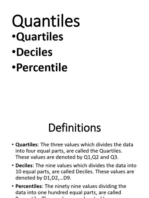Decile And Percentile Pdf Quantile Sampling Statistics