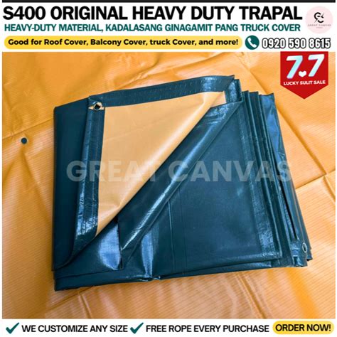 8x8 8x9 8x10 8x12 Feet S400 Heavy Duty Waterproof Tolda Tarp Canvas Trapal Lona Matibay At