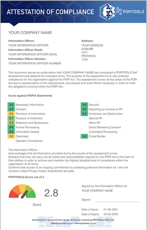 Attestation Of Compliance Popitools