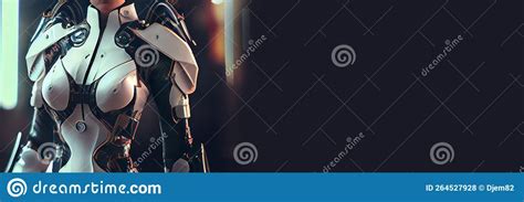 Futuristic Bionic Human Body Created With Generative Ai Stock Illustration Illustration Of