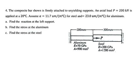 4 The Composite Bar Shown Is Firmly Attached To Unyielding Supports An
