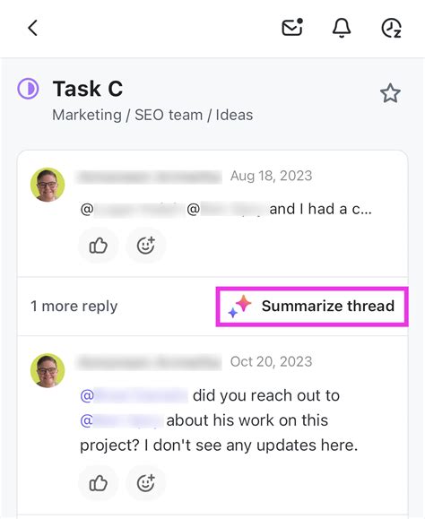 summarize threads using clickup ai on the mobile app clickup help