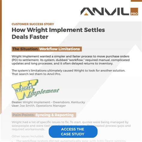 Wright Implement Cuts Processing Time By 30 With Anvil Pro