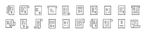 매장 영수증 개요 웹 라인 아이콘 컬렉션 편집 가능한 스트로크 카드 앱 배너 게시물 디자인을 위한 미니멀한 선형 그림 계산원에 대한 스톡 벡터 아트 및 기타 이미지 Istock