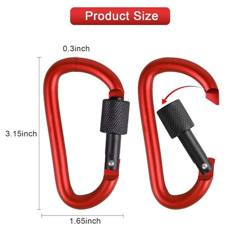 D Ring Keychain Heavy Duty Locking Aluminum Alloy Carabiners The