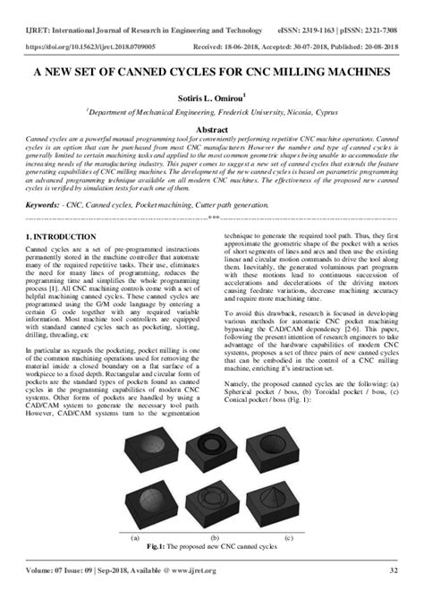 Pdf A New Set Of Canned Cycles For Cnc Milling Machines