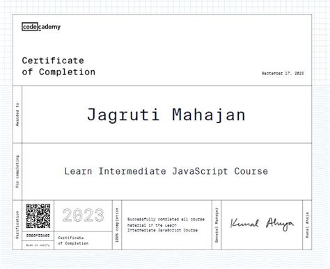 Jagruti Kailash Mahajan On Linkedin Thankyou Codecademy Javascript