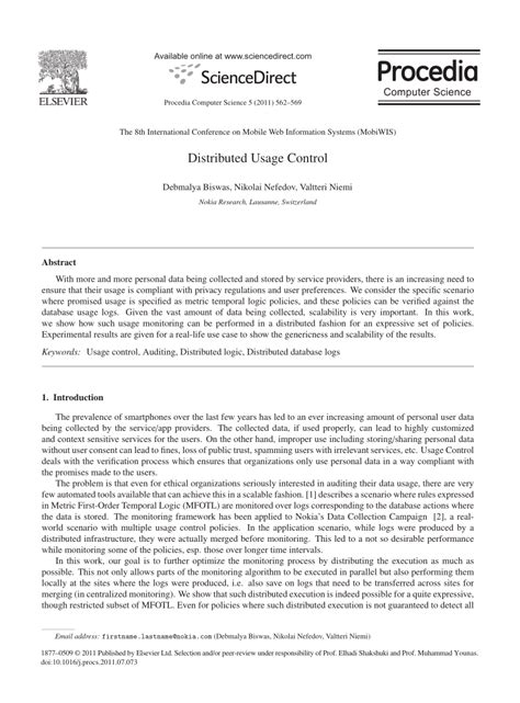 Pdf Distributed Usage Control