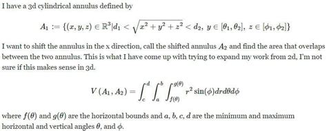 Volume Of The Intersection Of A Shifted 3d Annulus R Askmath