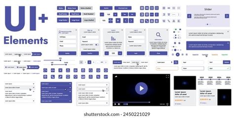 Set Modern Violet Web Interface Elements Stock Vector Royalty Free 2455613037 Shutterstock