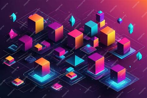 Premium Photo Abstract Geometric Background With Isometric Digital Blocks Blockchain Concept