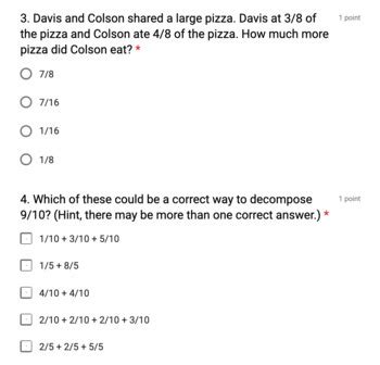 Adding Subtracting Decomposing Fractions Google Forms Distance Learning