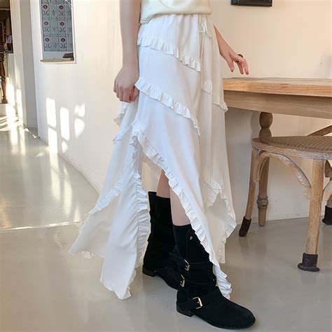 아더먼데이 언발💗로맨틱 썸띵 밴딩 캉캉스커트 프릴스커트 여자롱스커트 롱치마 화이트치마 로맨틱치마 캉캉치마 여리핏 여리여리 하늘하늘 여자롱스커트