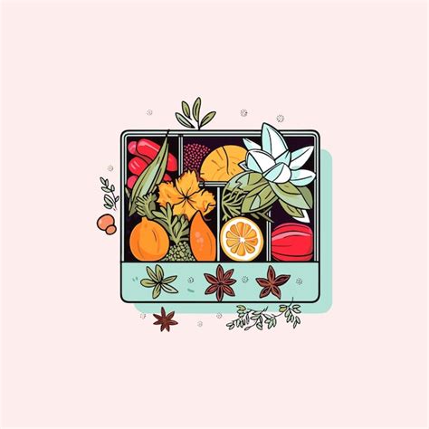 이국적인 향신료 컬렉션 선물 상자 클립 아트 그림 프리미엄 벡터