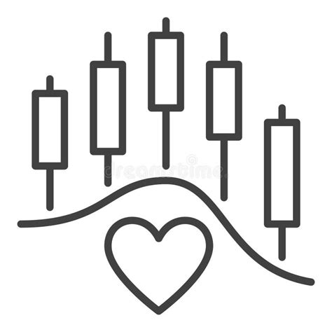 Heart And Financial Chart Vector Stock Analysis Icon Or Symbol In